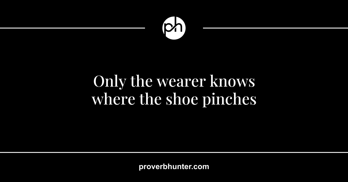 Only the wearer knows where the shoe pinches · meaning · Proverb Hunter