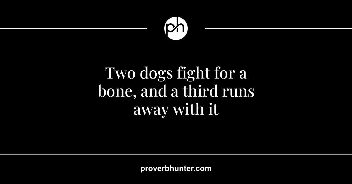 Two dogs fight for a bone, and a third runs away with it · meaning ...